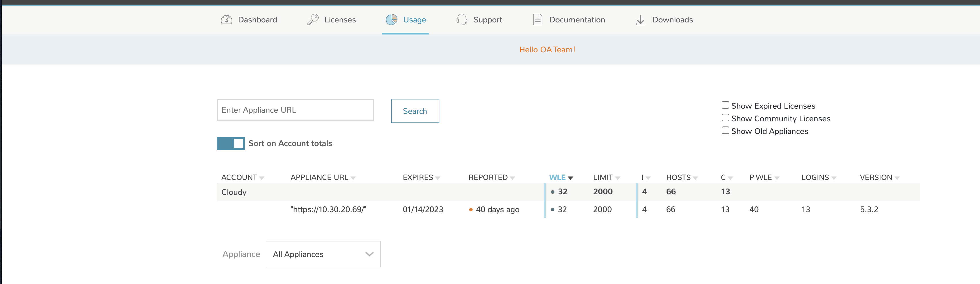 How to track WLE usage across all Morpheus appliances