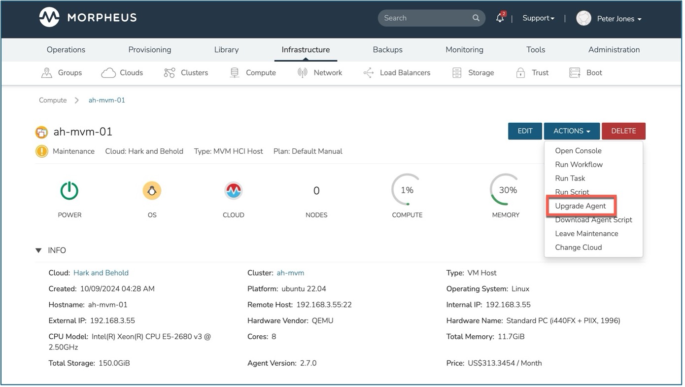 Upgrading the Morpheus Agent on MVM Hosts